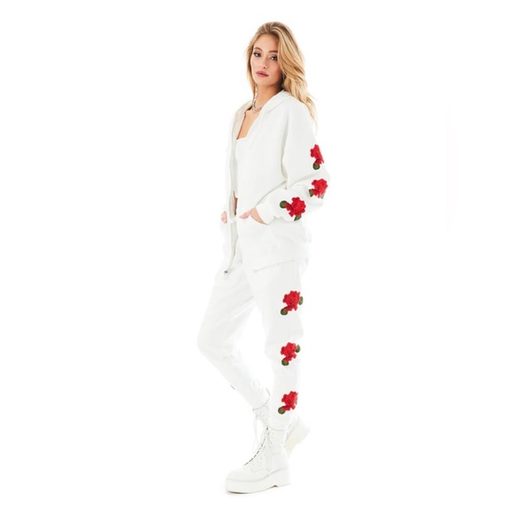 Carmar | Tops | Carmar Rose Embroidered Zip Up | Poshmark